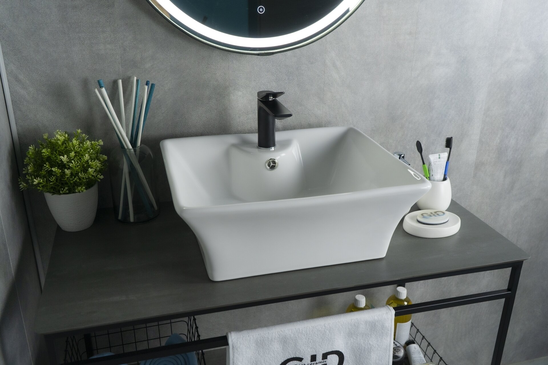 Раковина Gid N9108 51121 накладная белая 49x41x19