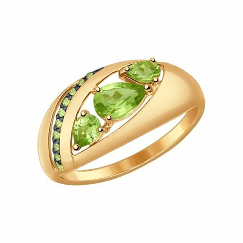 Кольцо, золото, 585 проба, хризолит