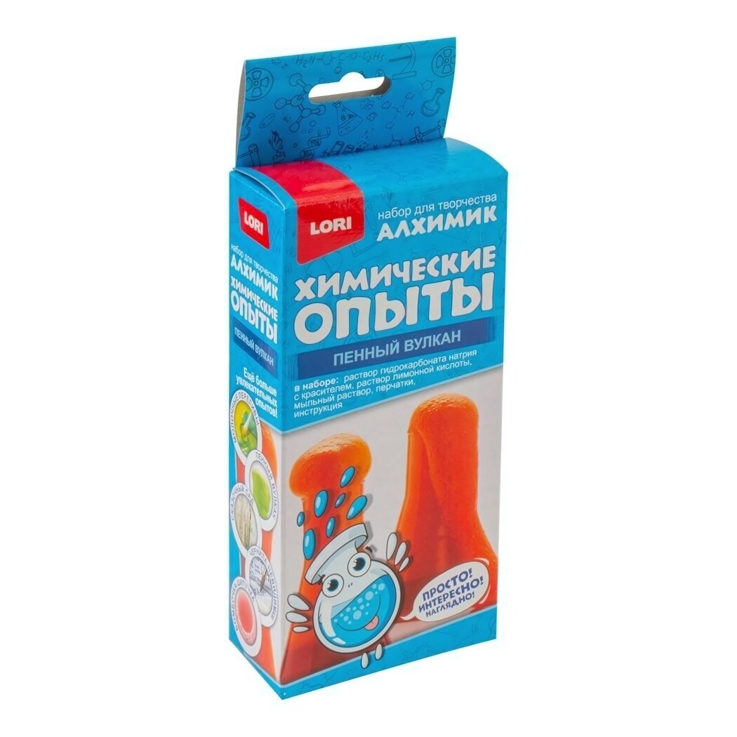 Набор для опытов «Пенный вулкан»: безопасный эксперимент, красный цвет, компоненты в комплекте (Lori)