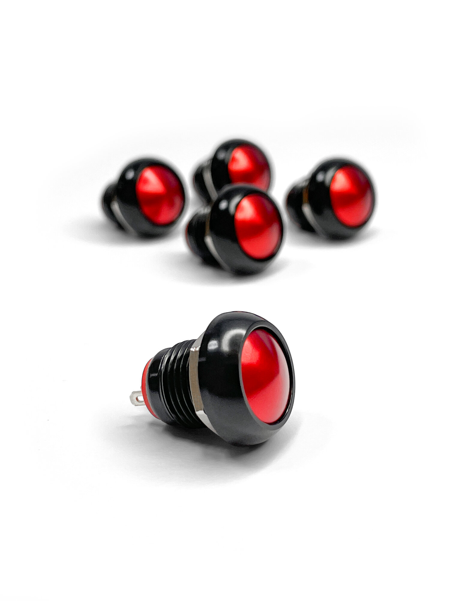 5 шт. Кнопка без фиксации, электрическая круглая кнопка включения, встраиваемая 12 мм, тумблер, 12 В, 0,1 А, красная