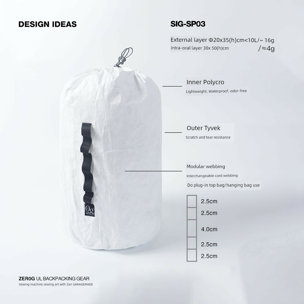 Распродажа: Легкий круглый мешок на шнурке из бумаги DuPont Tyvek для хранения пуховиков, спальных мешков, палаток