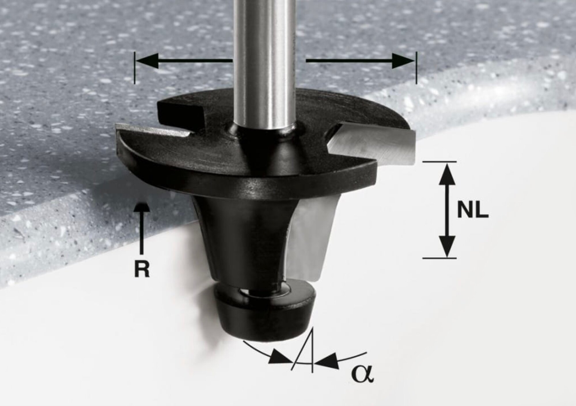 Фреза для снятия фасок со скругляющей кромкой HW с хвостовиком 12 мм Festool HW R6.35/25/18° ss S12