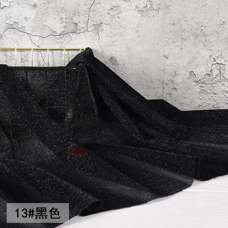 Розовая блестящая эластичная ткань для рукоделия Черный, 13 black