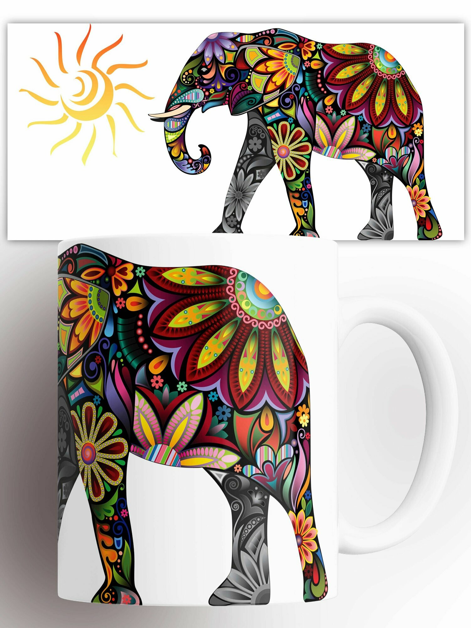 Кружка с принтом Индийский слон 330 мл