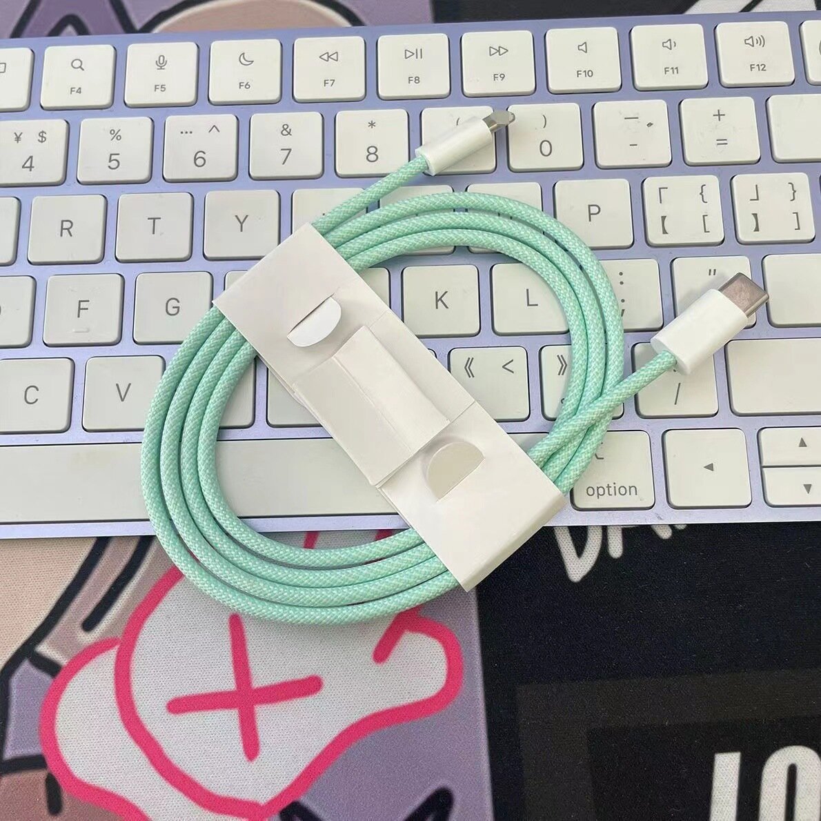 PD20W кабель с брелоком для быстрой зарядки USB-C к Lightning, цвет зеленый