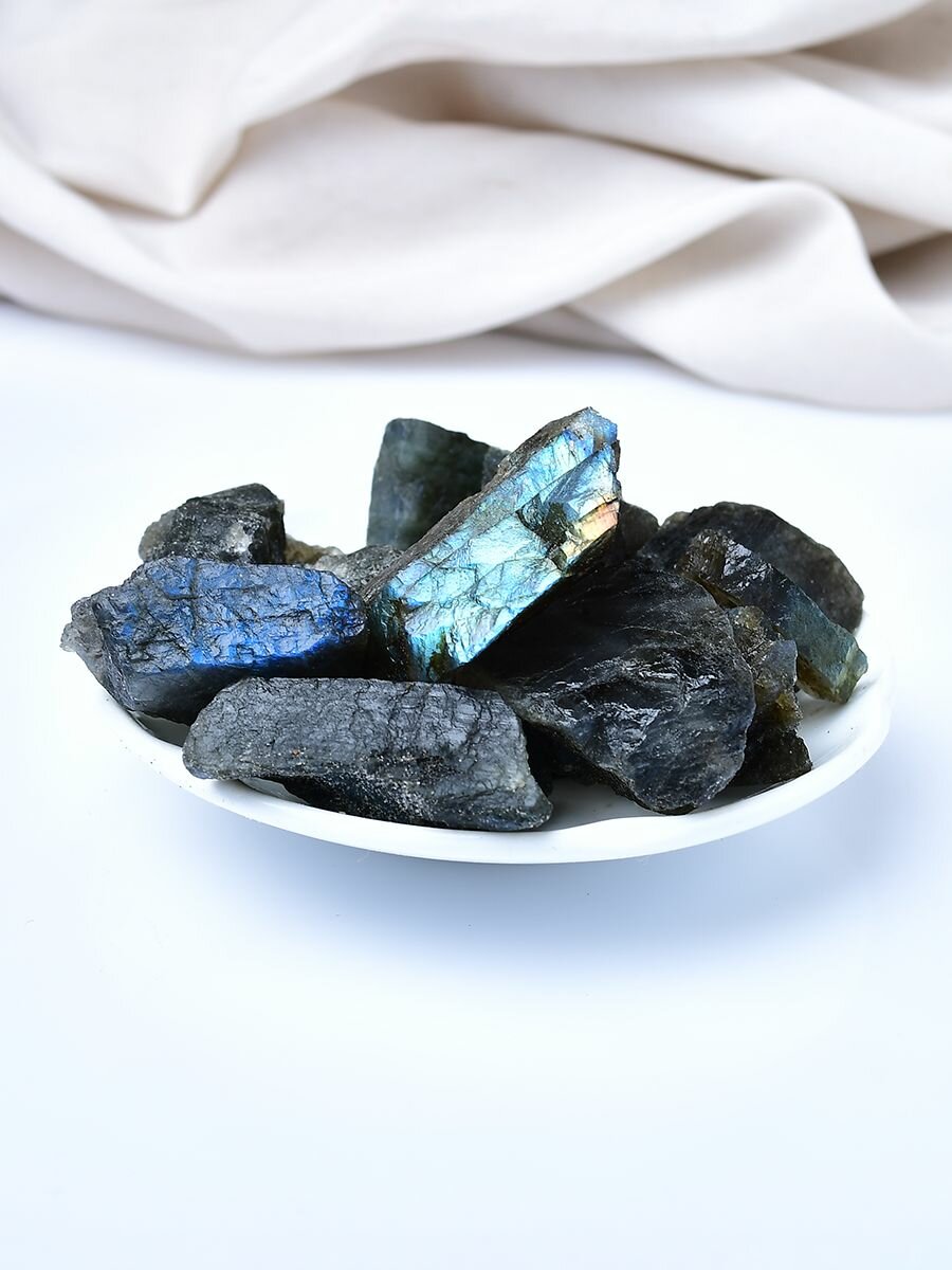 Натуральный лабрадорит гравий 2-4 см, 20 г, необработанный камень для декора, рун, миниатюр, флорариумов и эзотерических практик, серо-голубой самоцвет