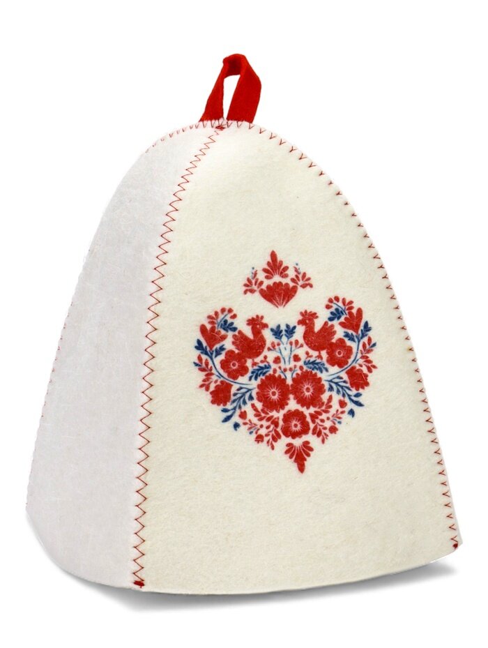 Шапка для бани с принтом "Славянка славянка", белая 10925612