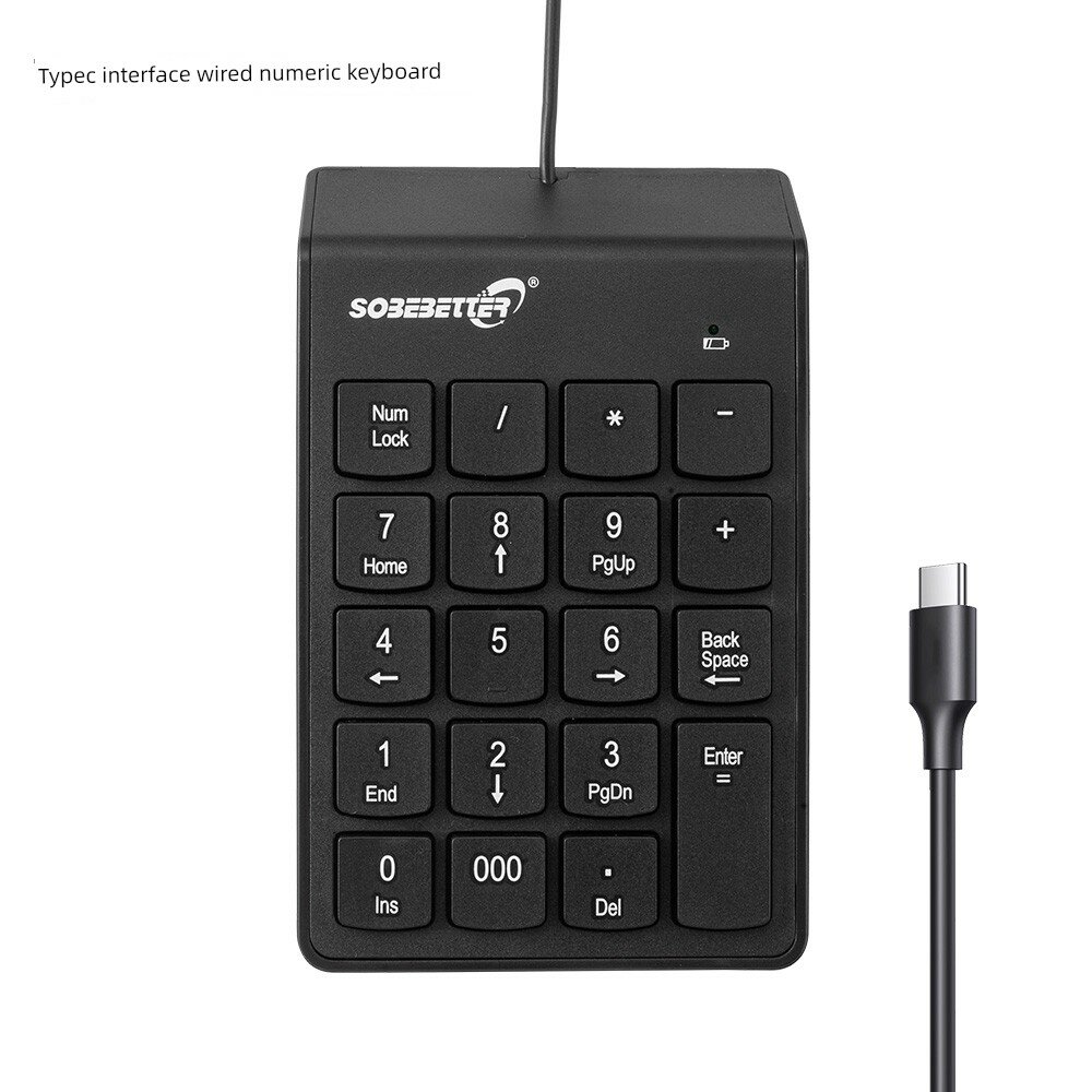 Внешняя проводная цифровая клавиатура с интерфейсом Type-C, универсальная для ноутбуков, планшетов и компьютеров Mac.