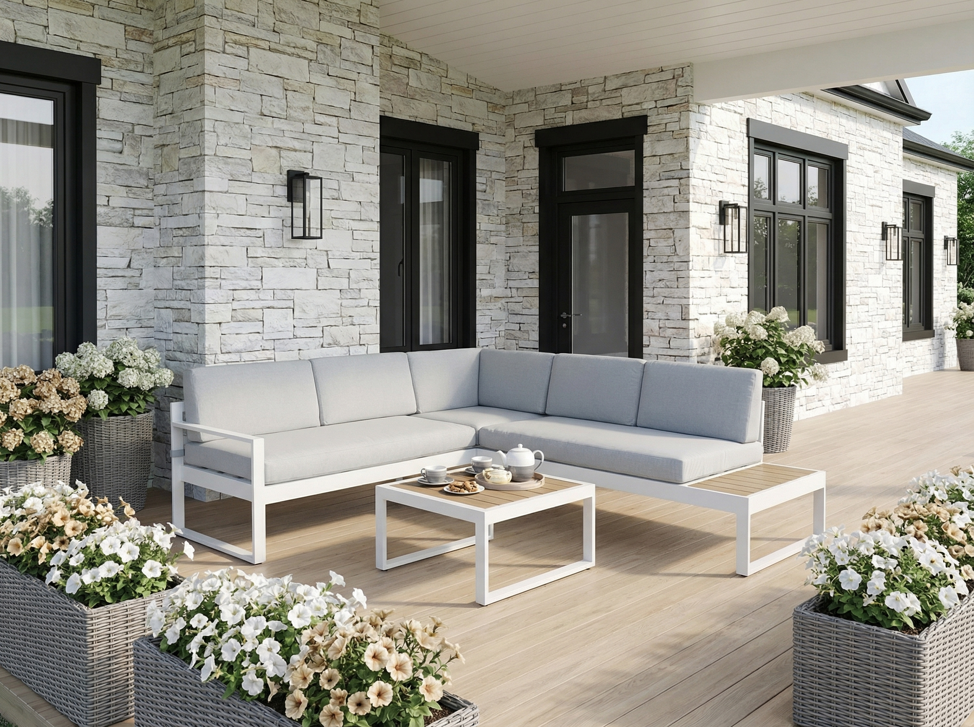 Комплект садовой мебели из алюминия - угловой диван | АртРотанг