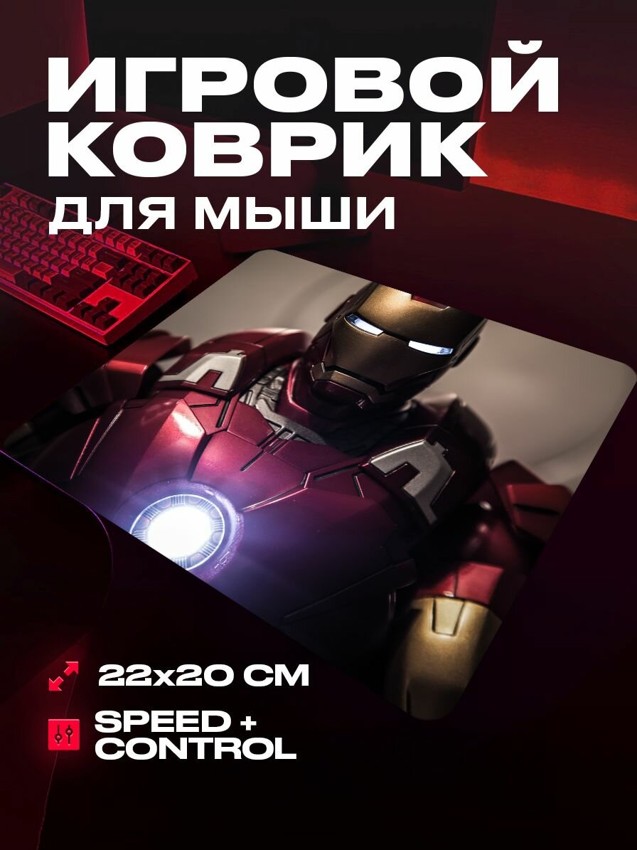 Коврик для мыши игровой Железный человек 22 на 20 аниме
