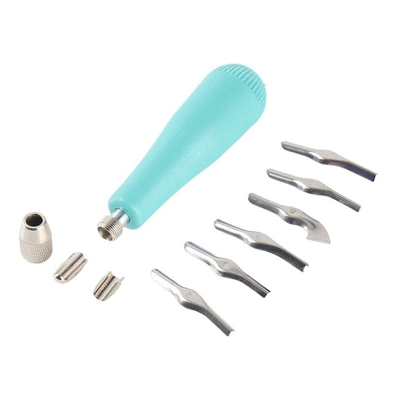 Резец для резиновых штампов с 6 головками, Светло-голубой