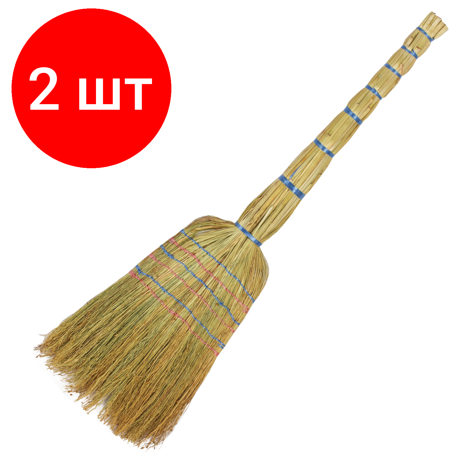 Комплект 2 шт, Веник сорго 6-ти прошивной любаша премиум, 400-440 г, ширина метелки 30-35 см, длина 79 см, 604230