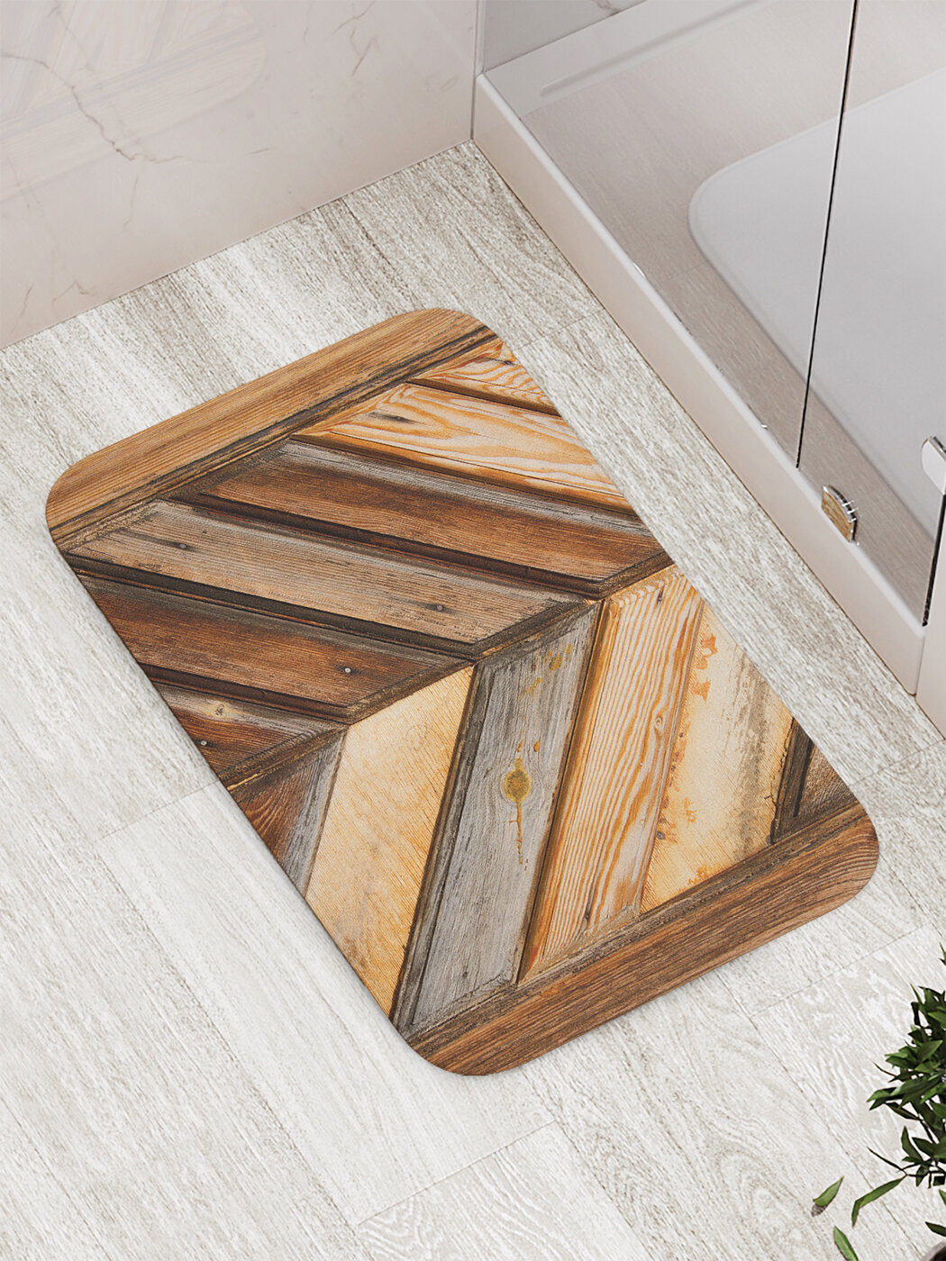 Коврик для ванной комнаты, туалета "Четкость линий" противоскользящий, 52х77 см, JoyArty