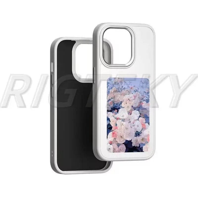 Чехол для телефона высокой четкости с экраном E-Ink и функцией NFC для iPhone 16, 15, 14, 13, 12, функция NFC, без батареи с героями мультфильмов для iPhone 15 Pro Max, White