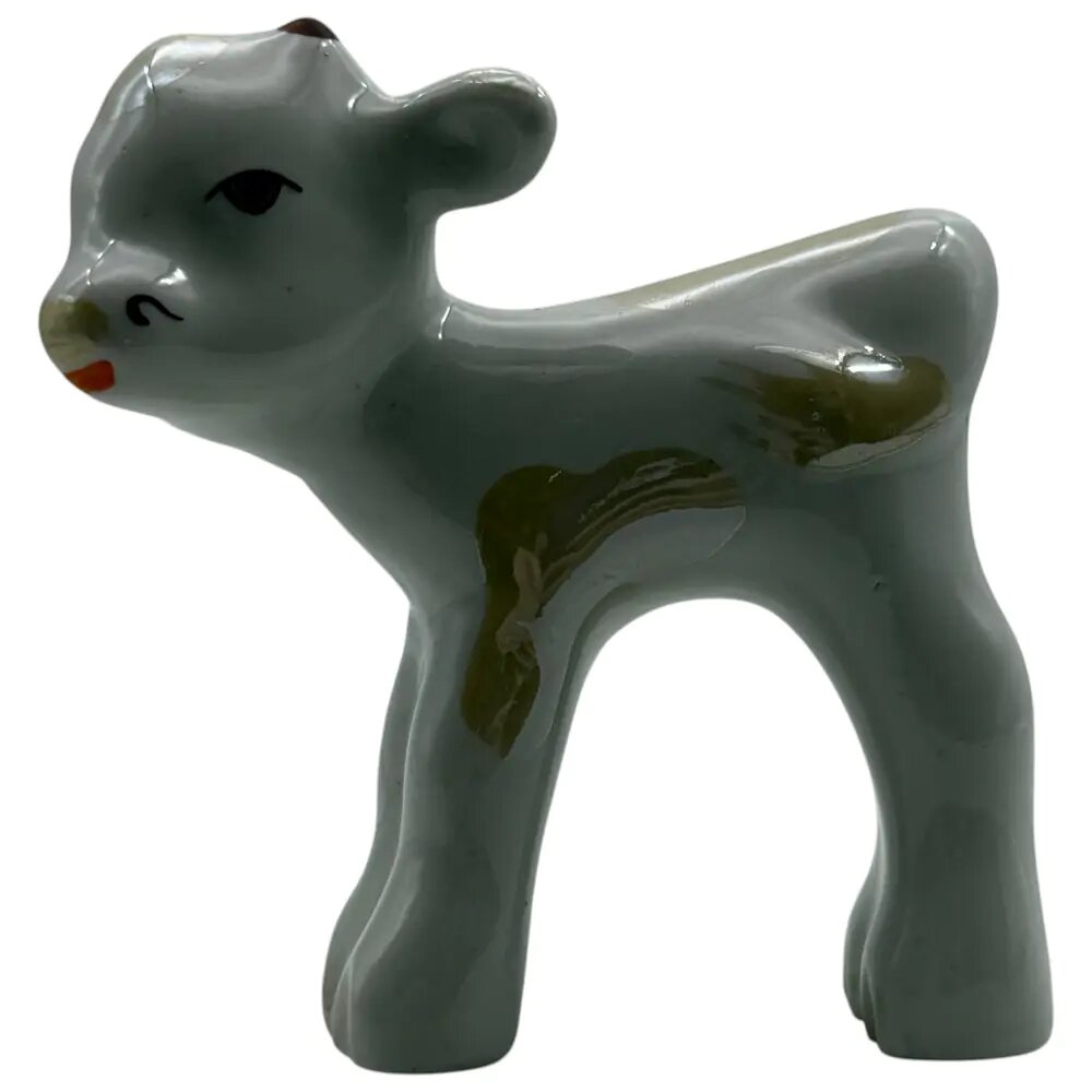 Фарфоровая статуэтка "Теленок Мартин" (Бычок), автор Синявская С. И, 1960-1977 гг, Сысерть, СССР (3)