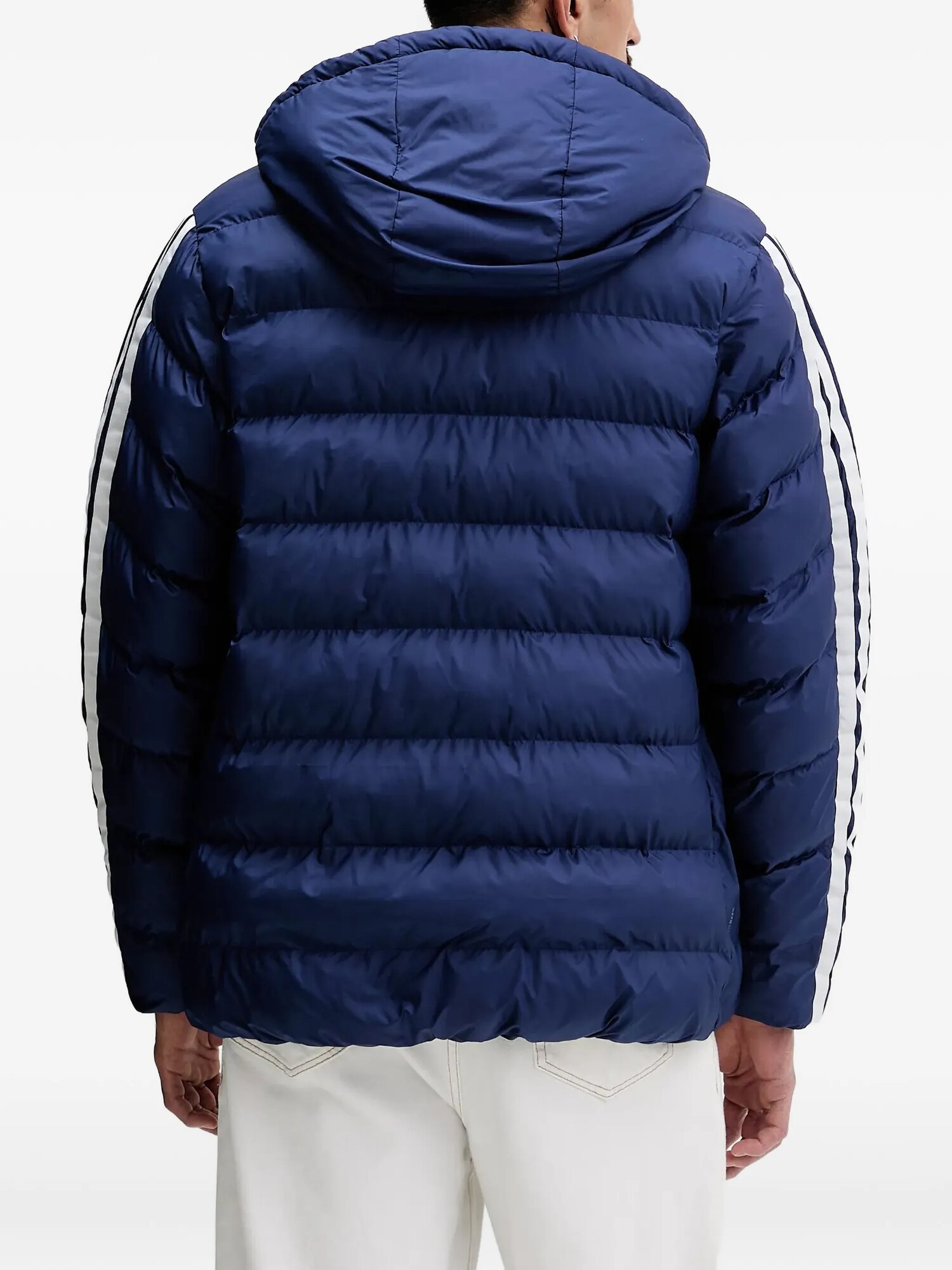 Куртка adidas Hooded 3-stripes jacket, размер 48 GER, синий — фото 1