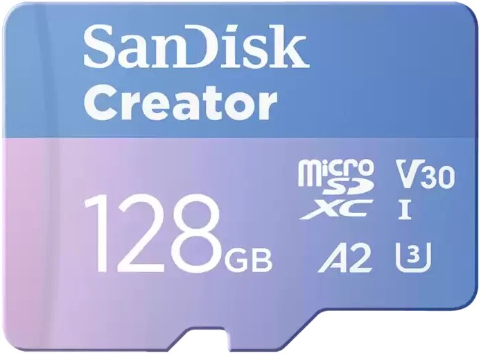 Карта памяти SanDisk Creator microSDXC 128GB UHS-I A2 V30 U3 R190/W90MB/s (SDSQXAA-128G-IN6MS)