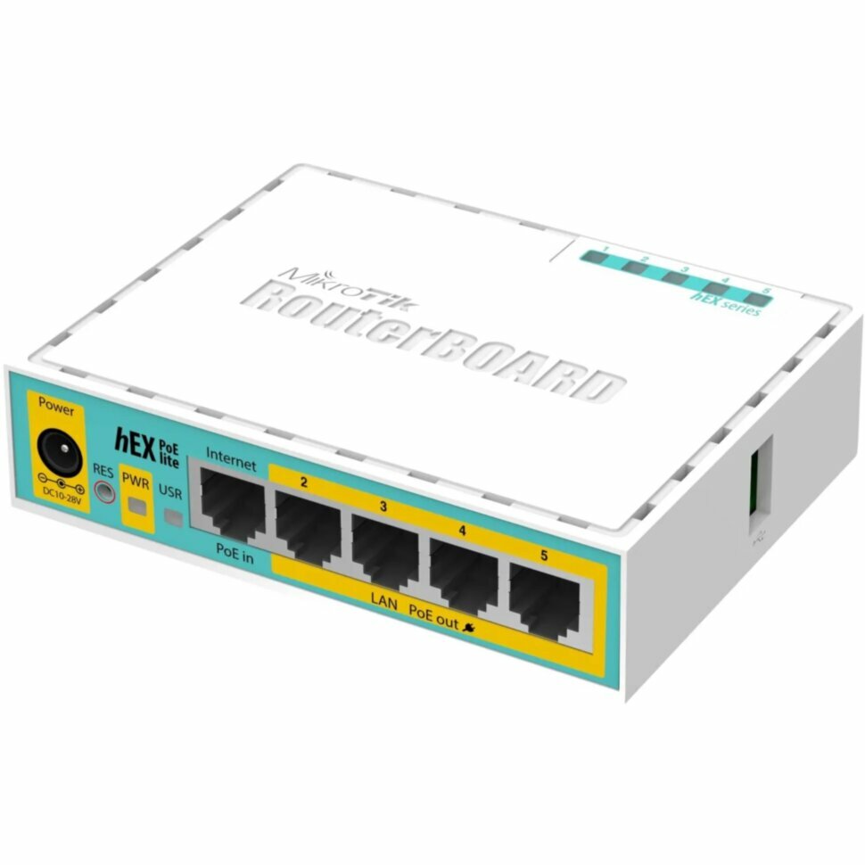 Маршрутизатор MikroTik hEX PoE lite RB750UPr2 5x100Mb, USB, PoE, 1914203