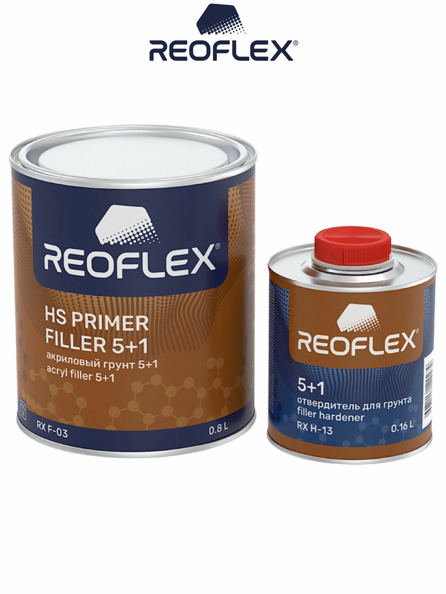 REOFLEX Акриловый грунт 5+1 (серый, 0.8л) HS Primer Filler 5+1 RX F-03 + отвердитель (0.16л)