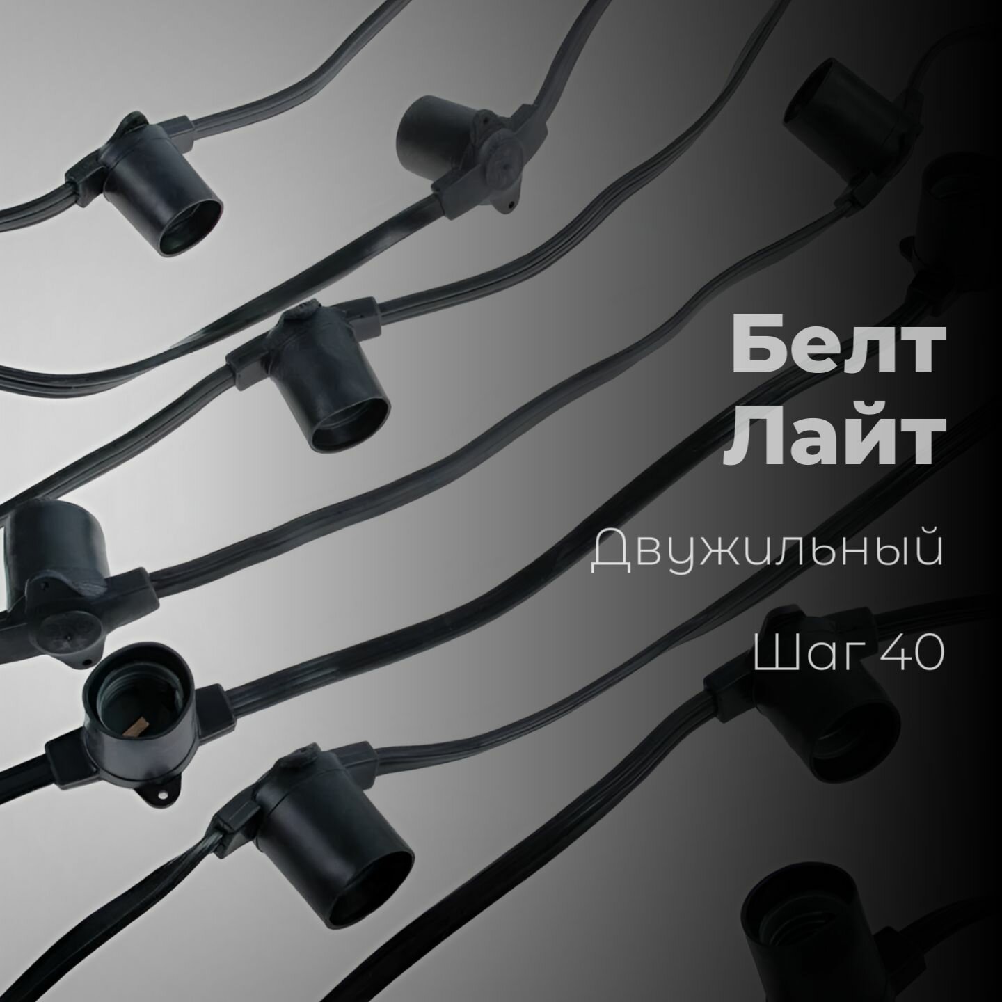 Белт Лайт шаг 40 двужильный черный IP65 5м