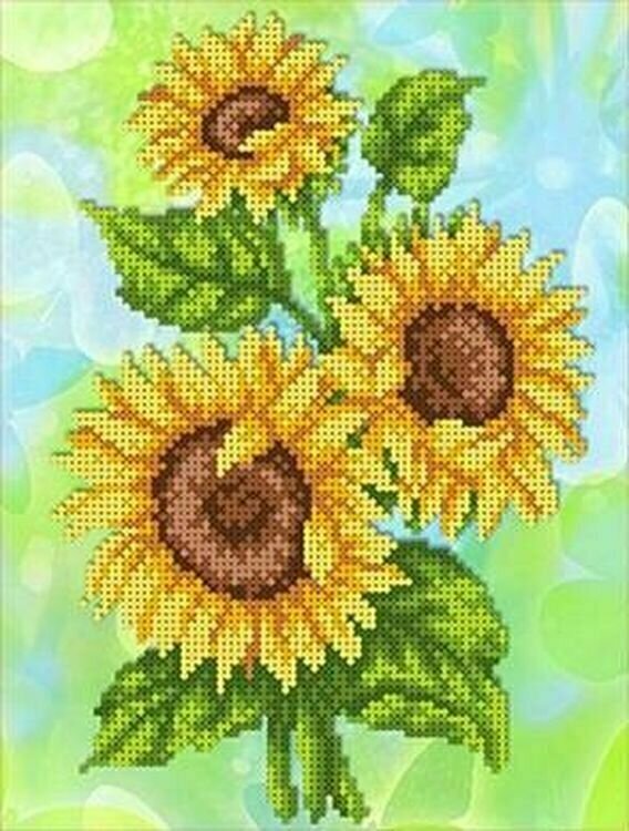 Рисунок на ткани Каролинка "Подсолнухи", 18,2x24,3 см