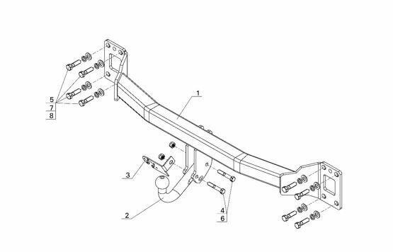 Фаркоп для Audi Q7 2007-2015г/Volkswagen Touareg 2002-2018 (без электрики) (паспорт и сертификат) AvtoS. AU05