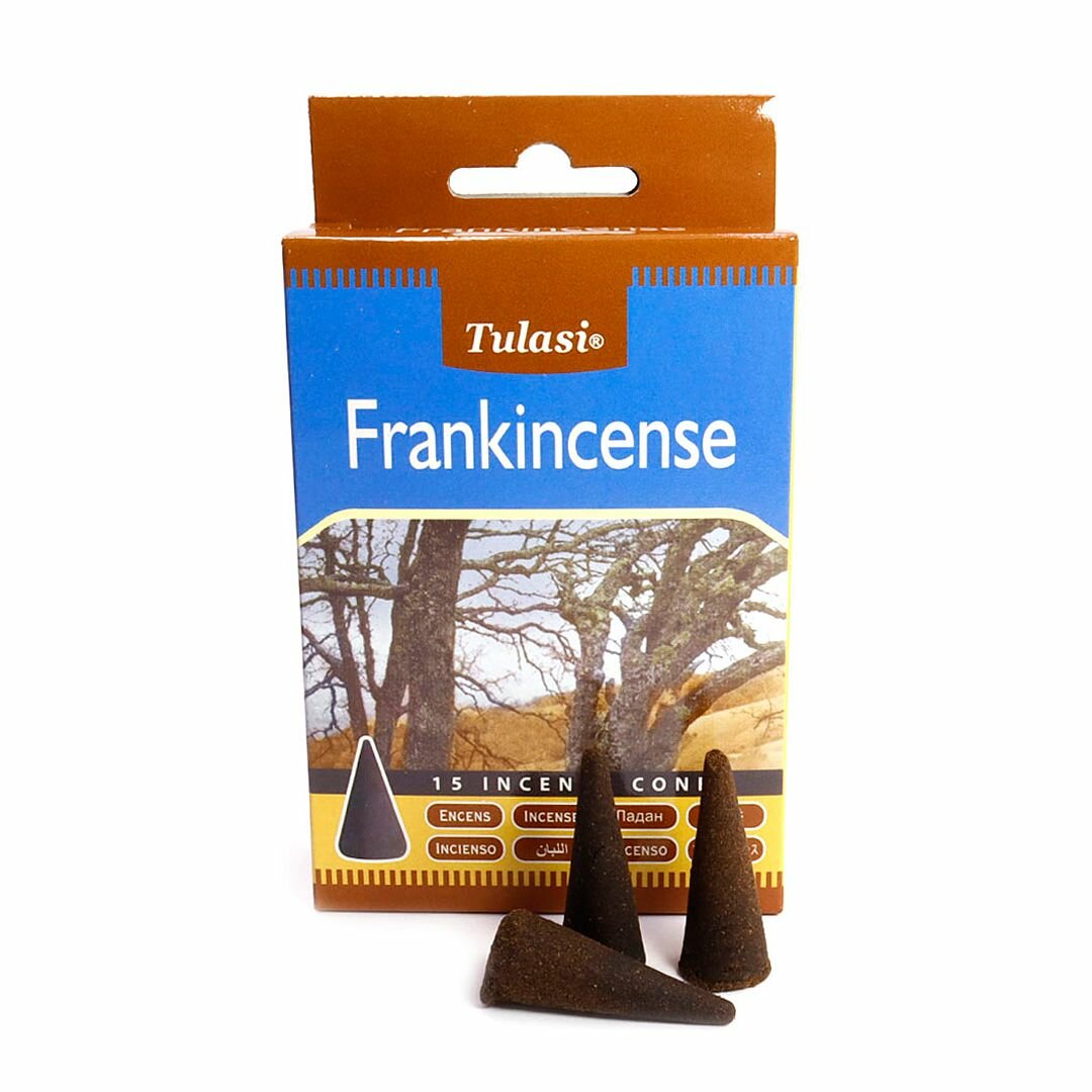 Индийские благовония конусы Саратхи Ладан (Sarathi Frankincense Cones) натуральные ароматические благовония конус для дома, йоги, медитации, релакса, очистки воздуха и ароматерапии 15 шт