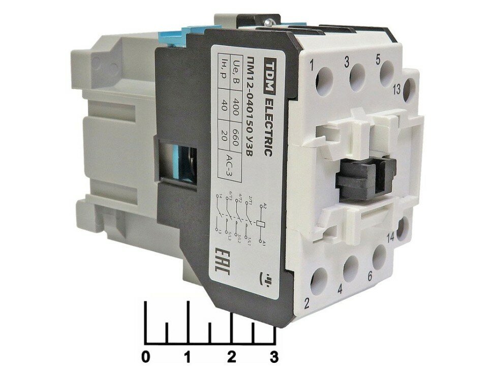 Контактор (пускатель) 220V 40A ПМ12-040150 TDM (дополнительные контакты NO) (SQ0714-0046)