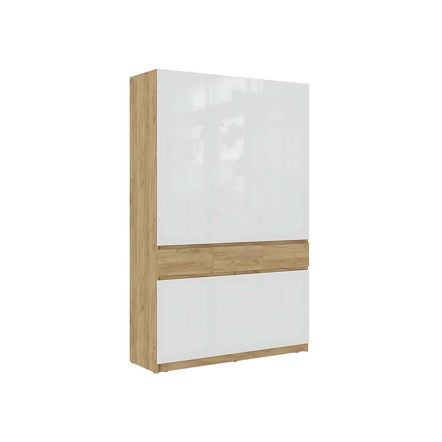 Шкаф для одежды распашной с полками Дуб Крафт Золотой/Белый Глянец, 150х51х236 см