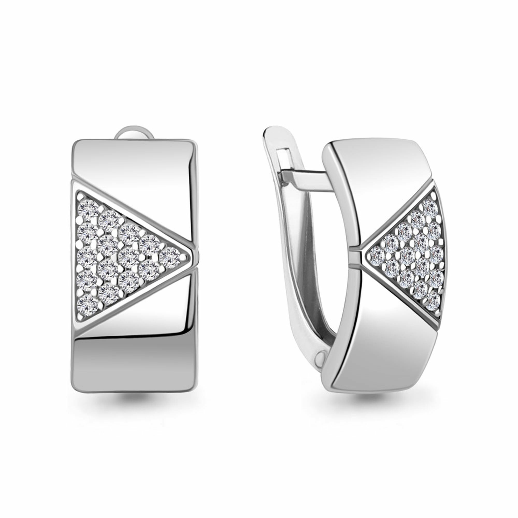 Серьги, серебро, 925 проба, родирование, фианит