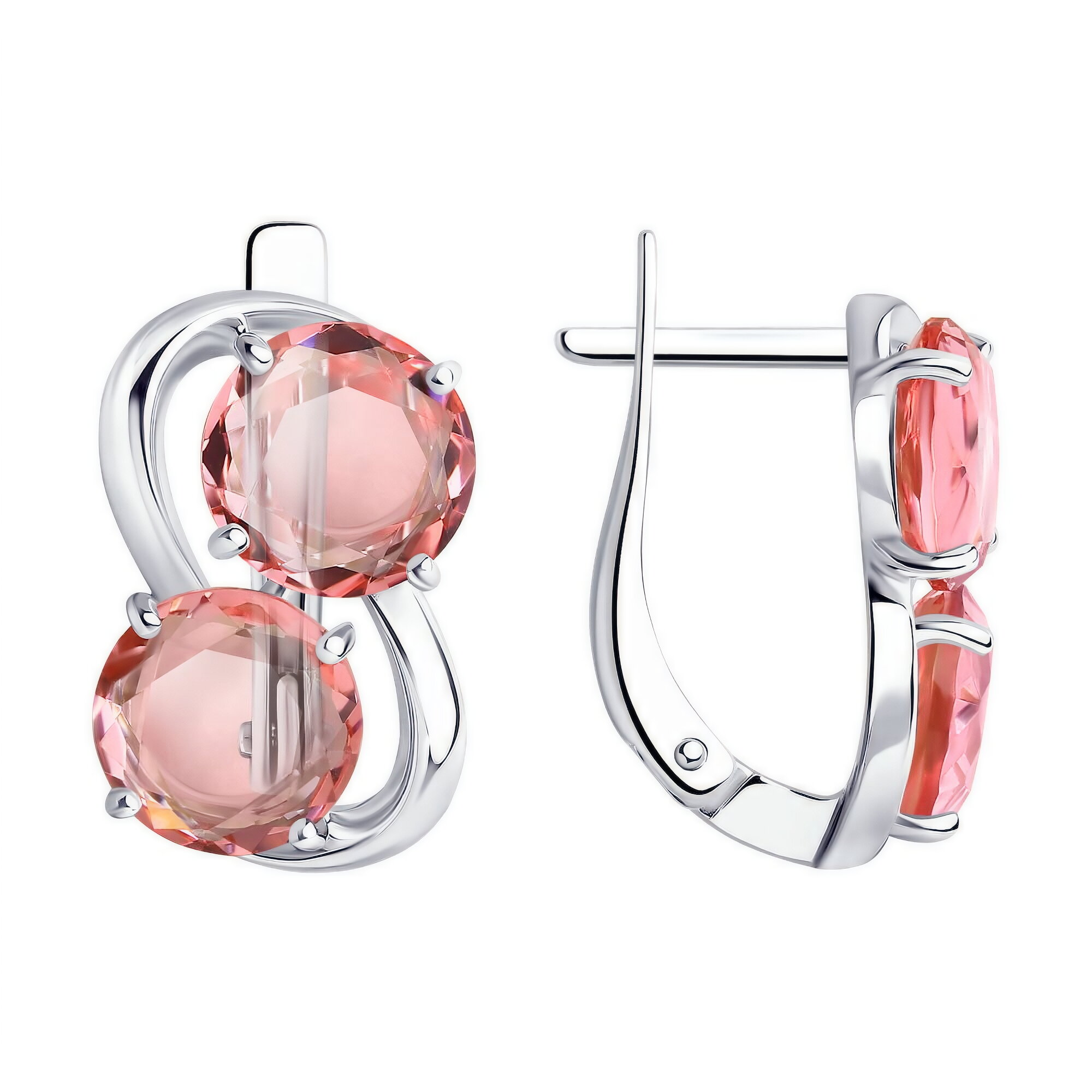 Серьги, серебро, 925 проба, родирование, кристалл