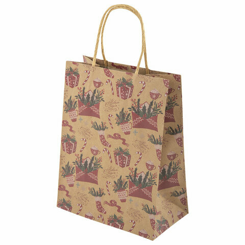 Пакет подарочный комплект 10 штук новогодний 18x10x23 см, "Письмо Деду Морозу", золотая сказка, 592127