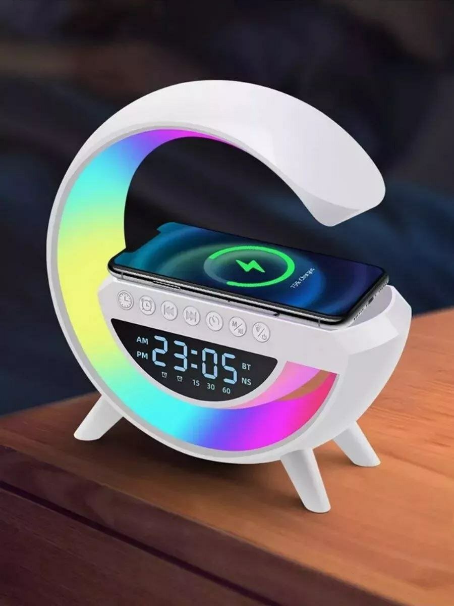 Умный ночник-колонка с беспроводной зарядкой, настольный