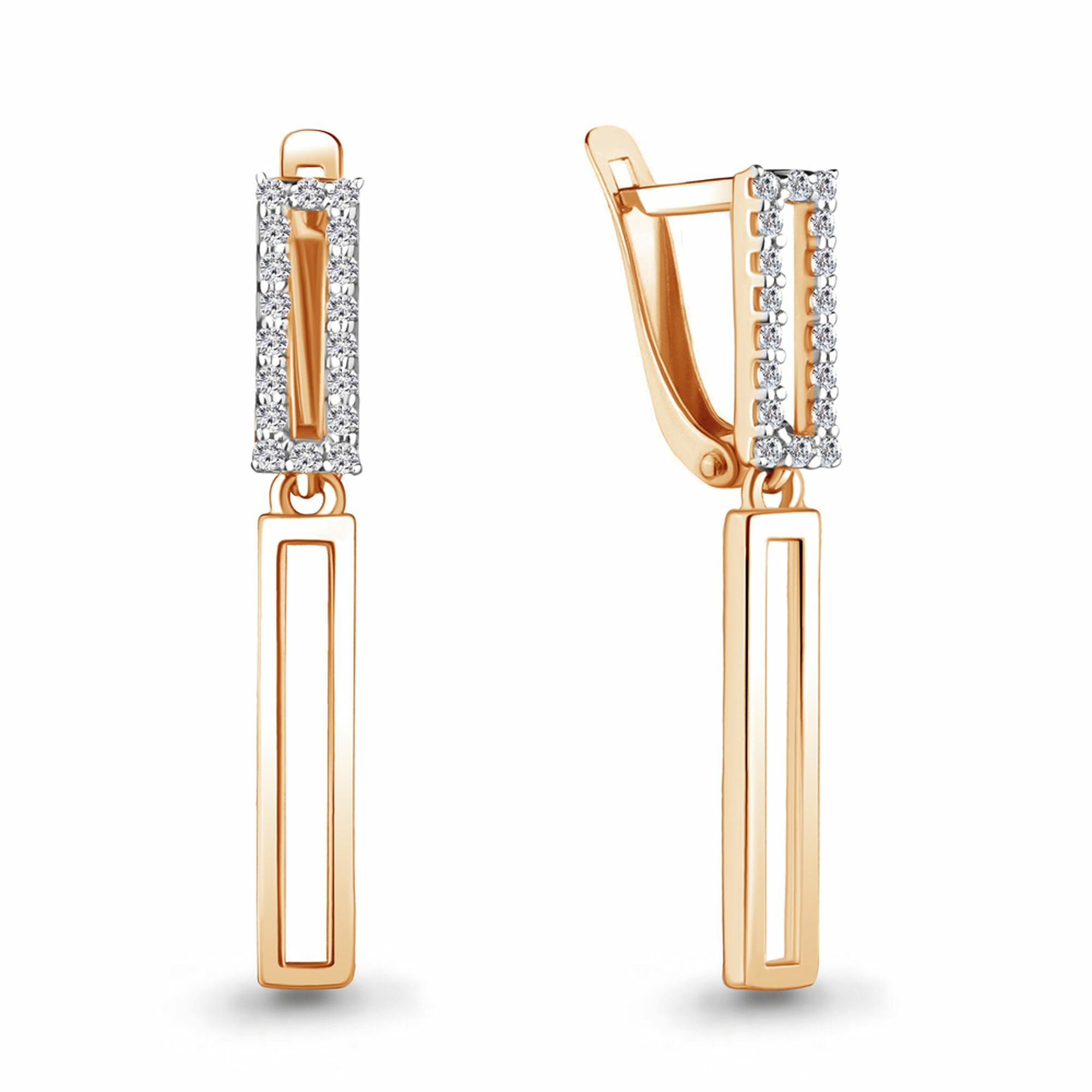 Серьги Diamant online, красное золото, 585 проба, фианит