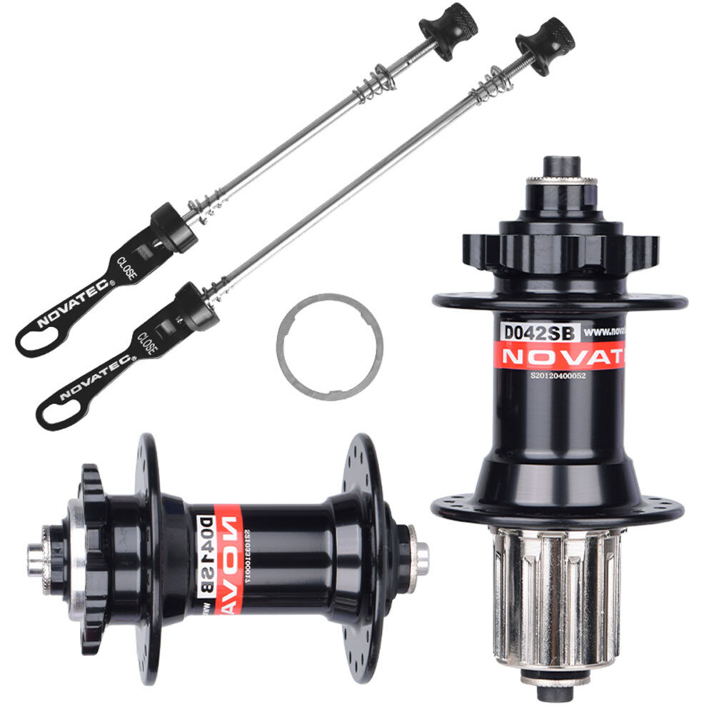 Втулка передняя Novatec, D041SB, герметичные подшипники, нержавеющая сталь, цвет черный/красный