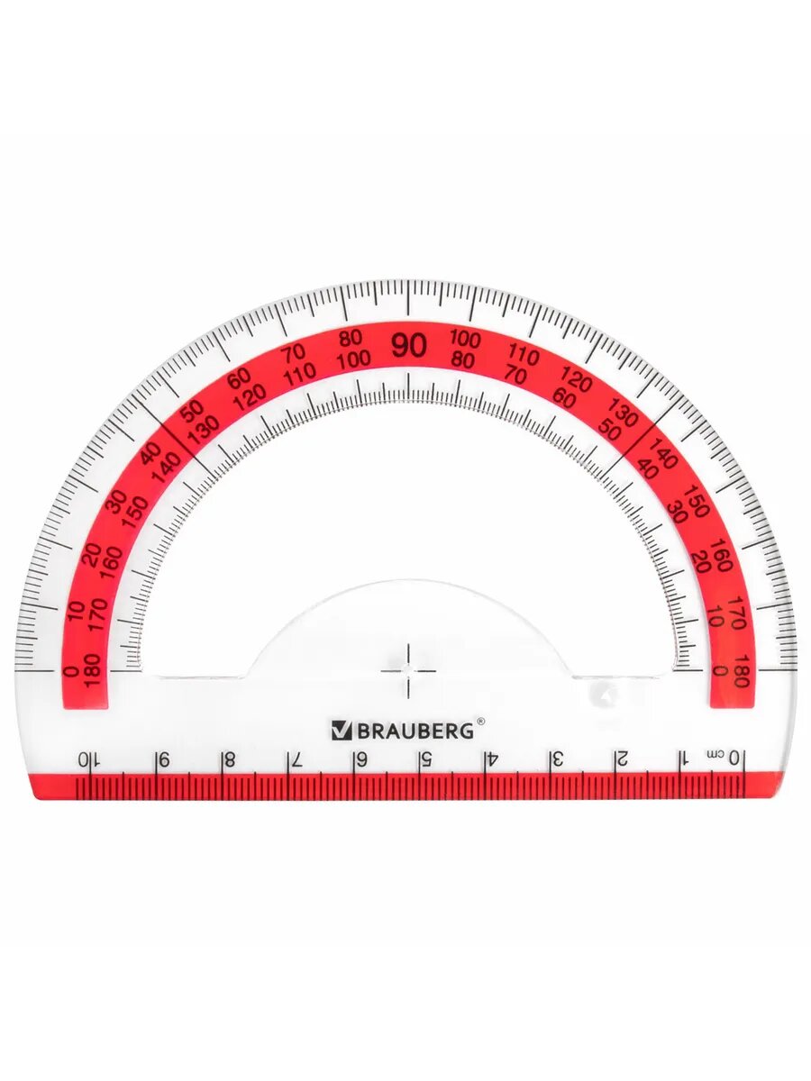 Транспортир 10 см BRAUBERG "FRESH ZONE", 180 градусов, плас