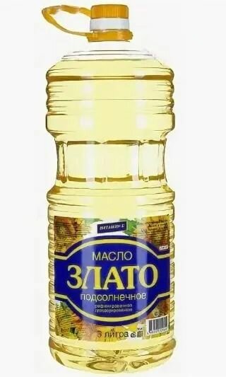 Злато Масло подсолнечное рафинированное 3 л