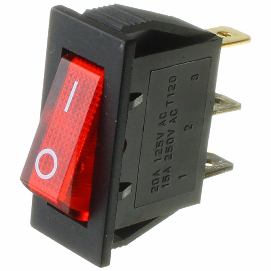 Выключатель 14х34 15А 250В SWR-101-2A3 ON-OFF красный подсветка