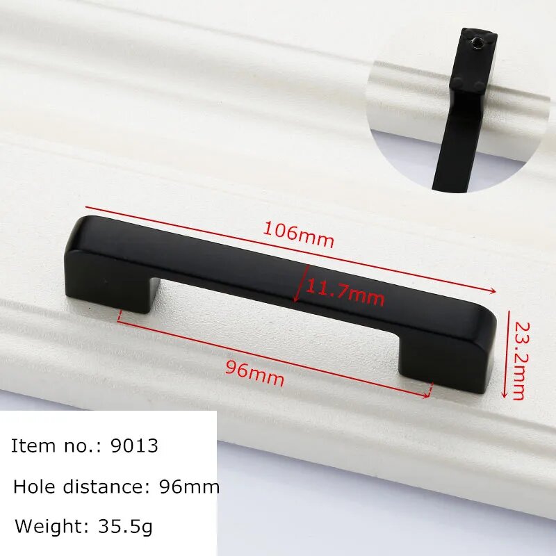 Ручки для шкафов черные алюминиевые