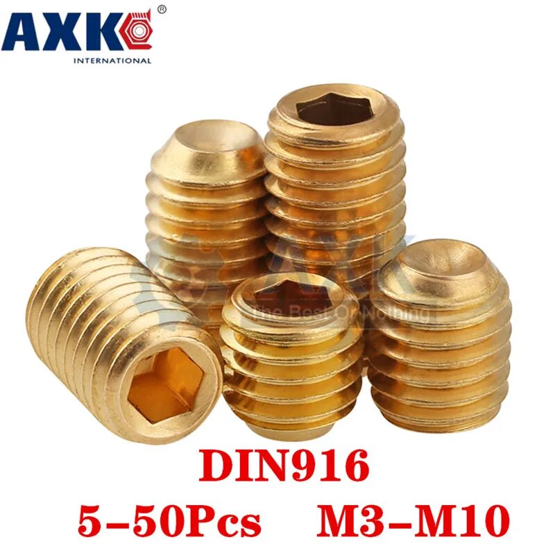 Набор винтов AXK DIN916 латунных M2-M12 M5 x 6(20pieces)