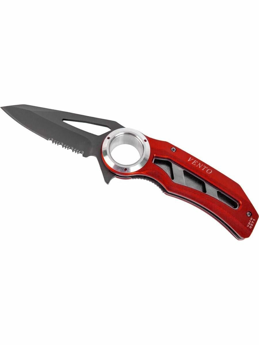 Vento Нож стропорез с отверстием под карабин, цвет красный