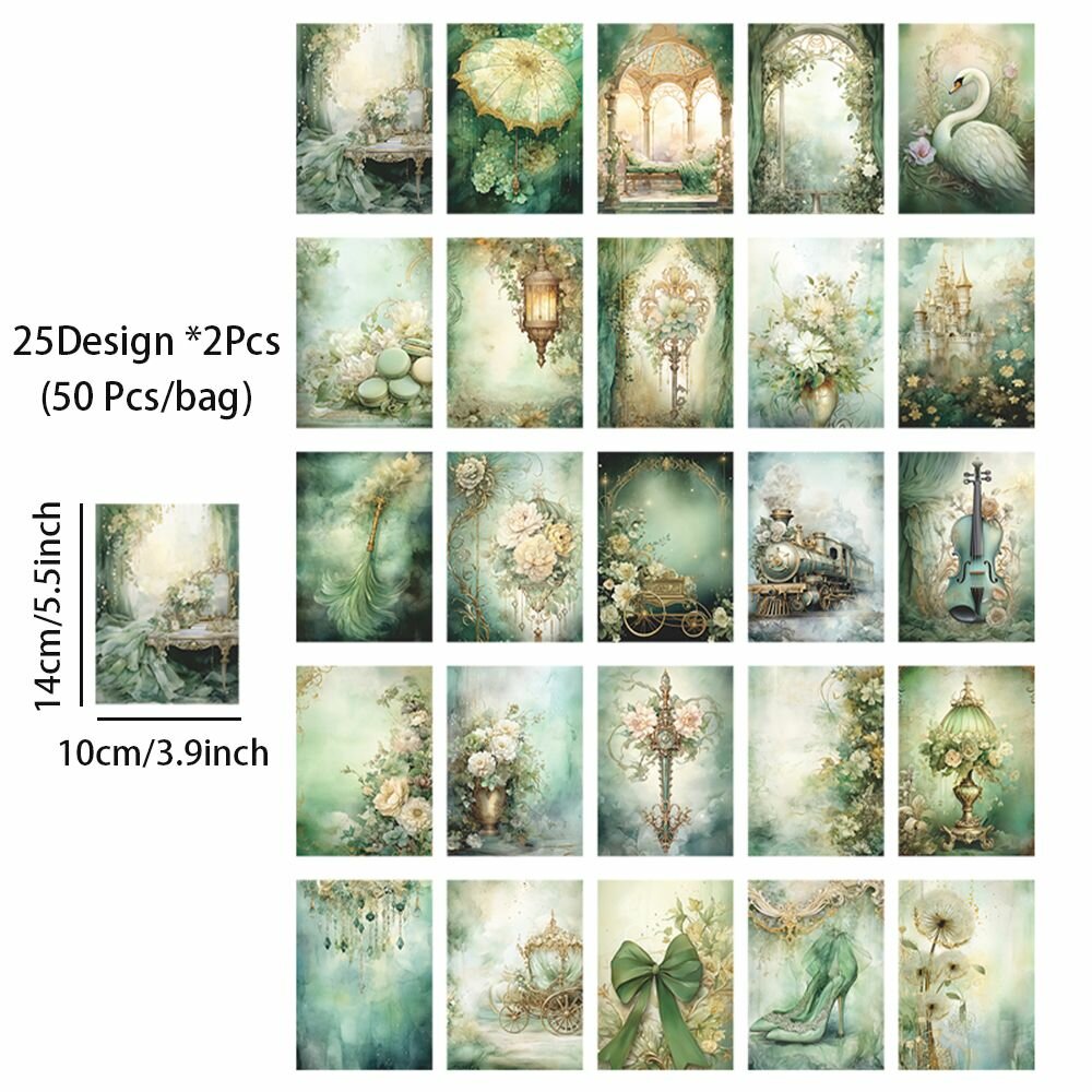 Бумага для скрапбукинга, Mr.paper, 50 листов в упаковке, в стиле ретро корт, цветочные и животные мотивы, может использоваться для украшения блокнотов, культурных стен, Лист сообщений