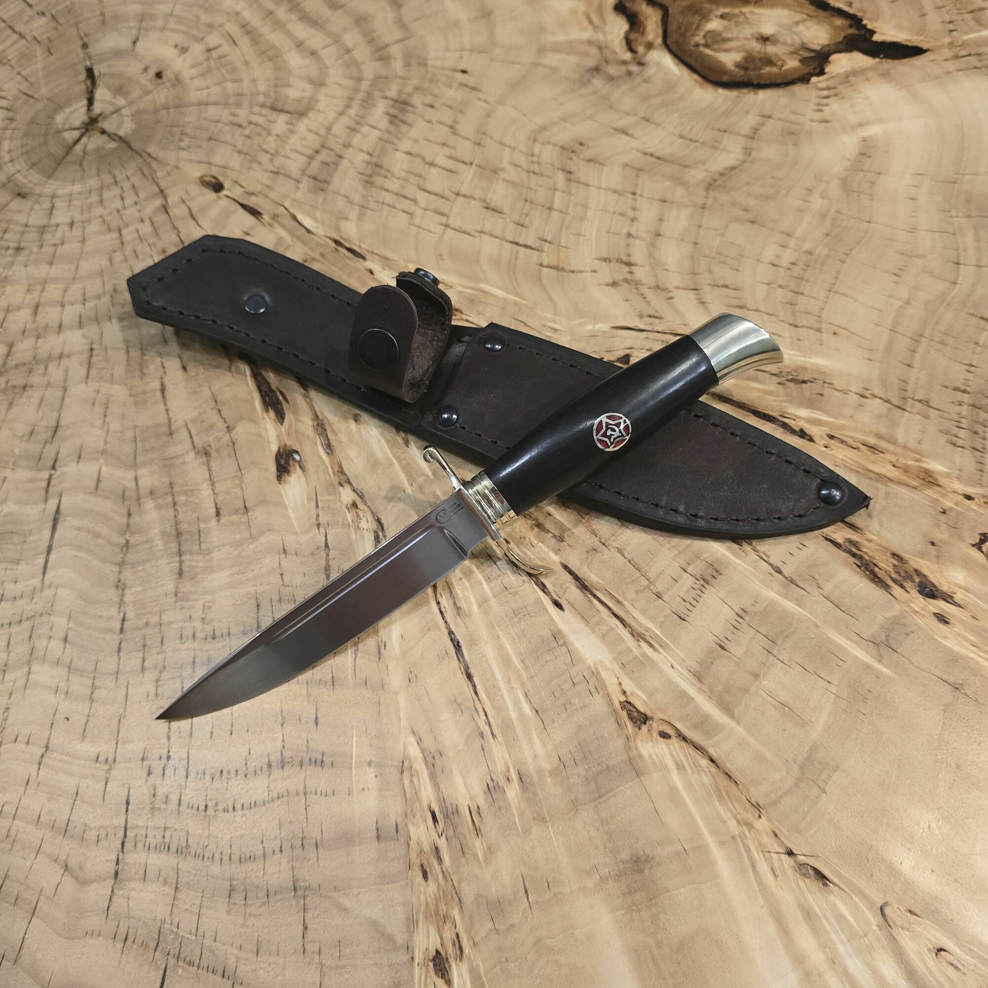 Нож Финка НКВД, сталь Х12МФ, рукоять черный граб, литье, Мастерская Семина