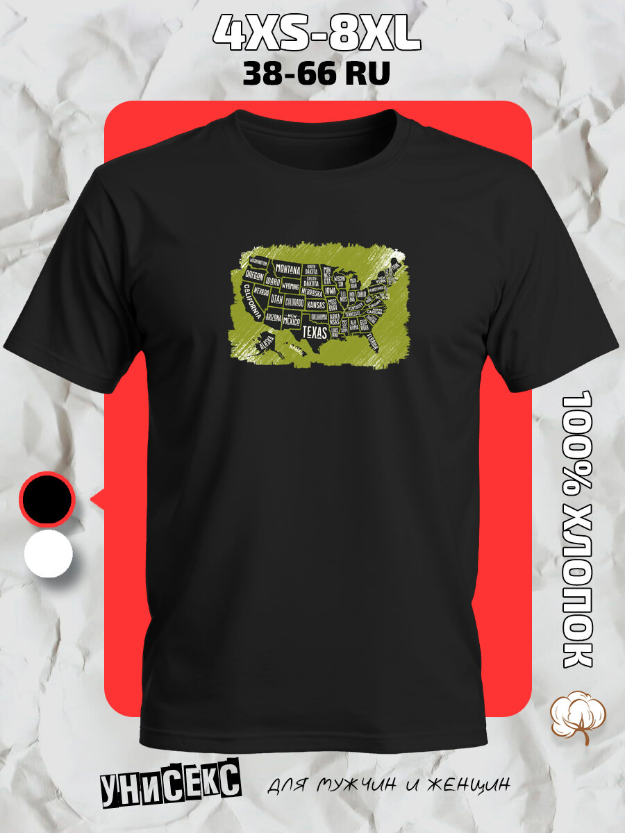 Футболка с принтом карта штатов США USA