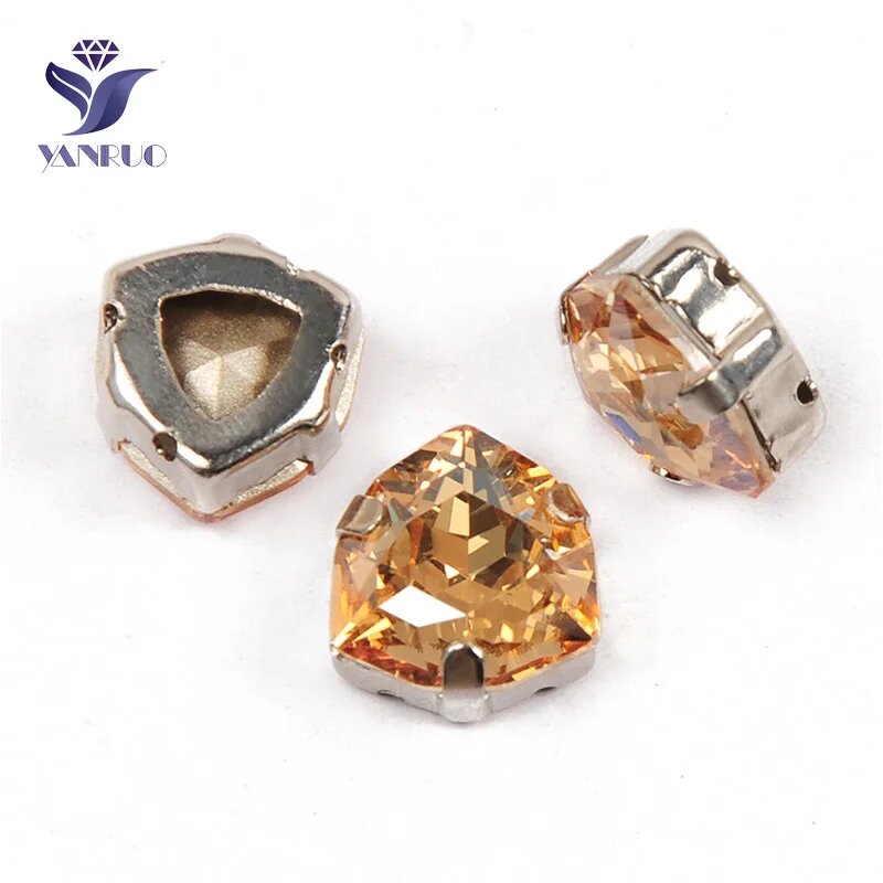 Стеклянные стразы YANRUO 4706 Trilliant Point для декора 12mm 10Pcs, Golden Shadow
