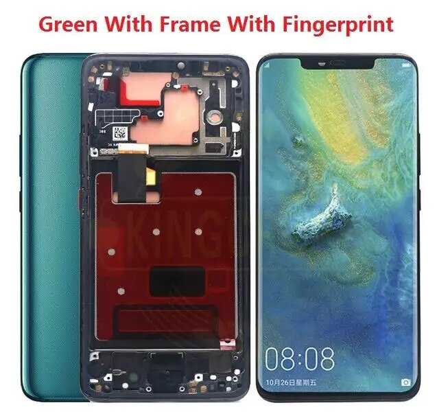 ЖК-дисплей с рамкой для Huawei Mate 20 Pro, дигитайзер сенсорного экрана в сборе Mate 20Pro, Huawei Mate 20, Mate20 Pro Green frame finger