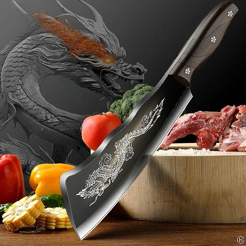 Нож топорик кухонный для мяса, для рыбы. Нож туристический, для рыбалки, охоты. Нержавеющая сталь, чехол в комплекте