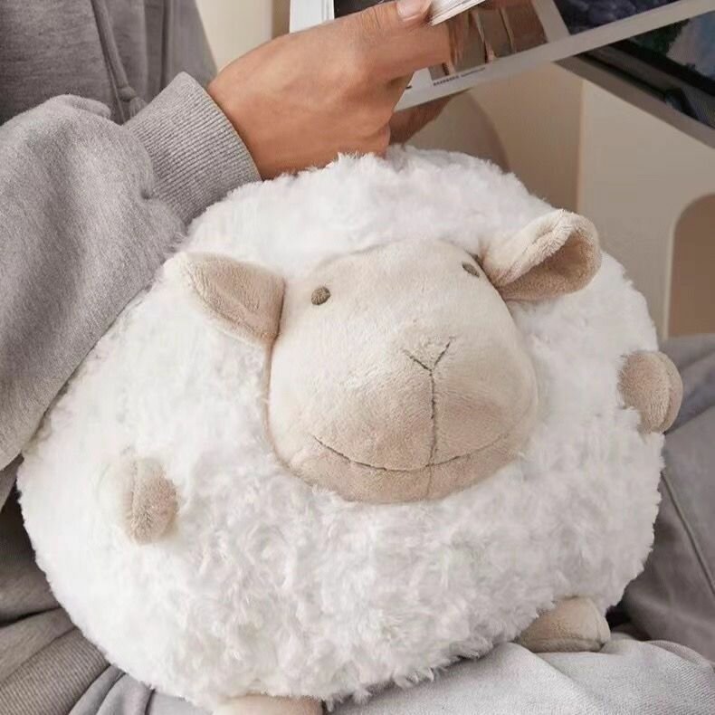 Мягкая игрушка-подушка Овечка Барашек круглая 40x30 см для детей и взрослых – уютный подарок и аксессуар для сна