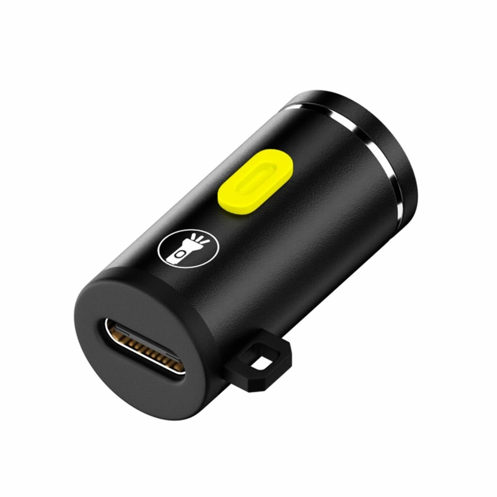 Тип C женский для мини-фонарика с бликами без аккумулятора-черный