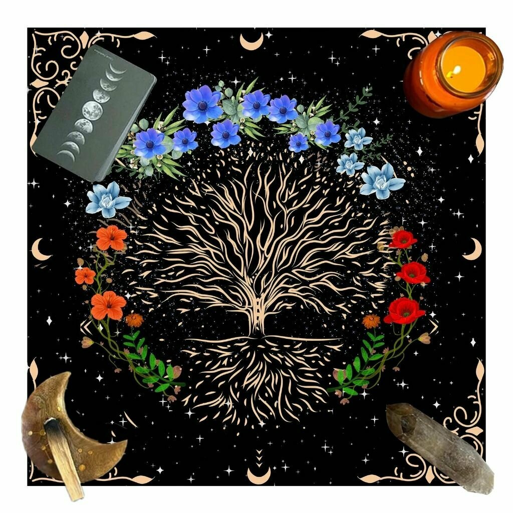 Квадратная байковая ткань для алтаря Таро, настольный игровой коврик, астрологические оракулы, чехол стола, коврик карт, скатерть гадания